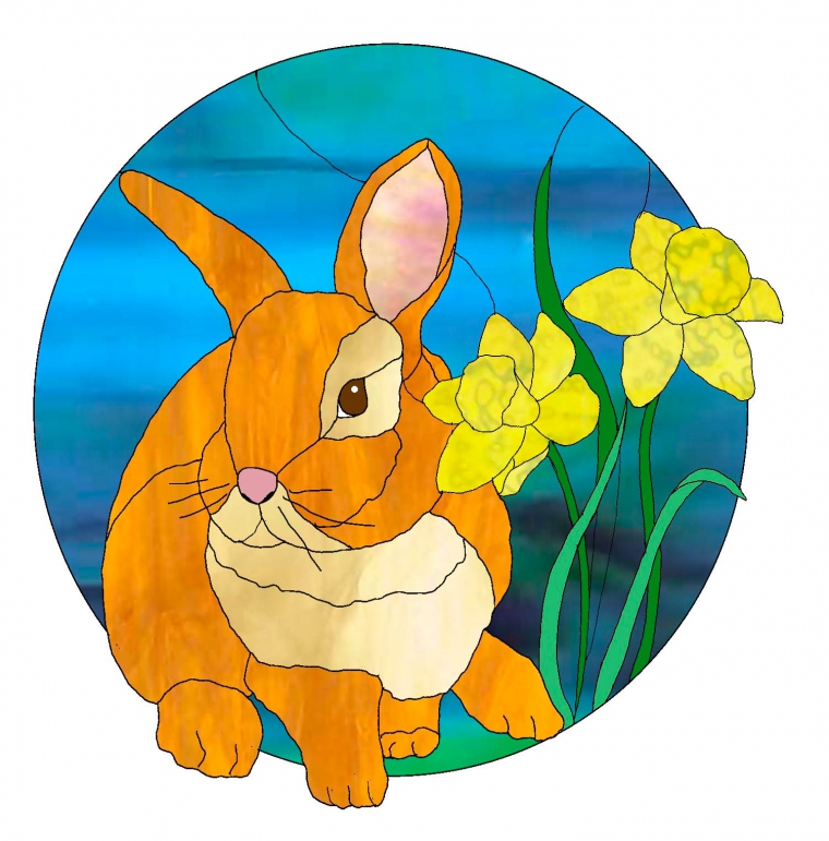 Rabbit and Daffodil | Best Stained Glass Patterns