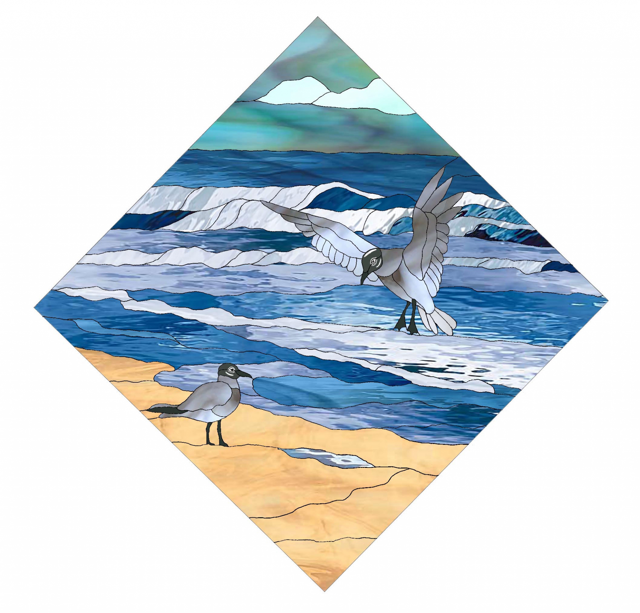 Seaside Seagulls 1 | Best Stained Glass Patterns