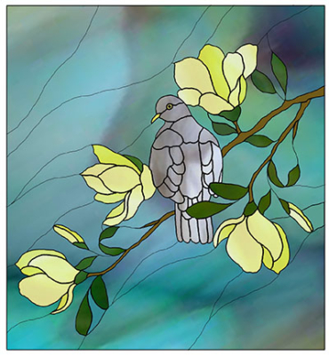 Dove and Yellow Magnolia Flowers | Best Stained Glass Patterns